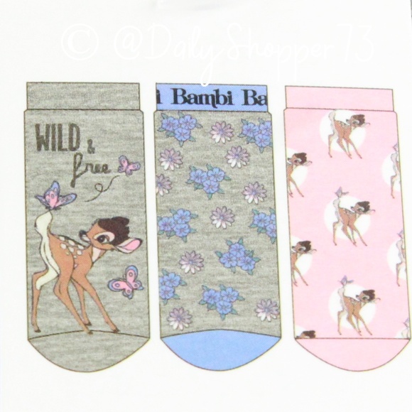 Disney | Accessories | Bambi And Butterfly Shoe Liner Socks Set Of 3 ...